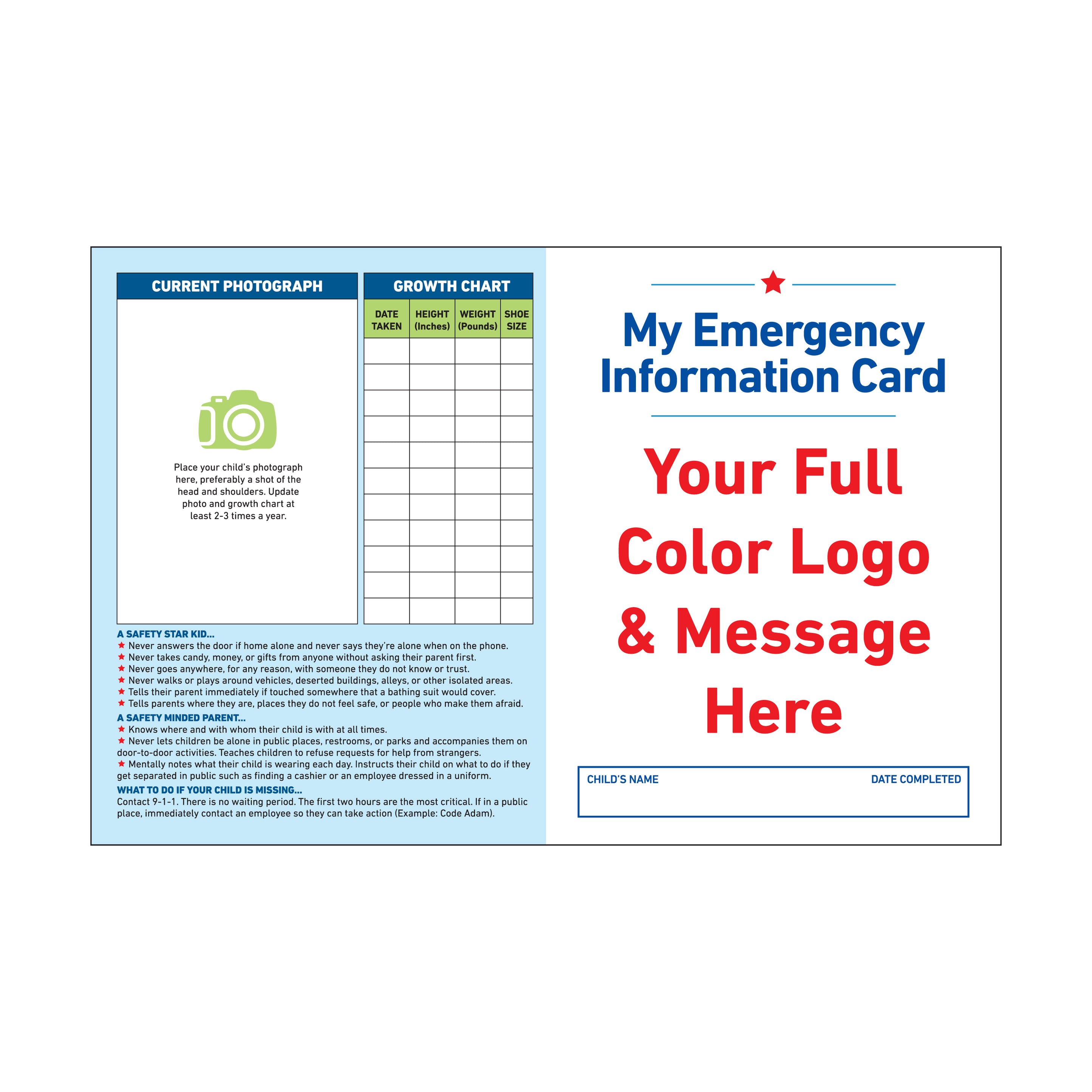 Child ID Kits Custom Printed – KidStar Safety